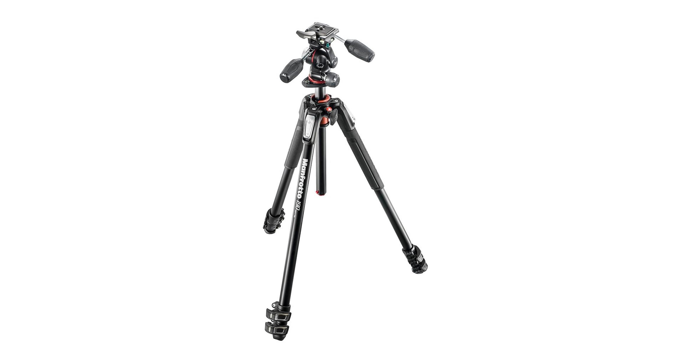 Manfrotto 190XPRO kit alu 3 szekciós állvány horiz. oszloppal + 3D fej ...